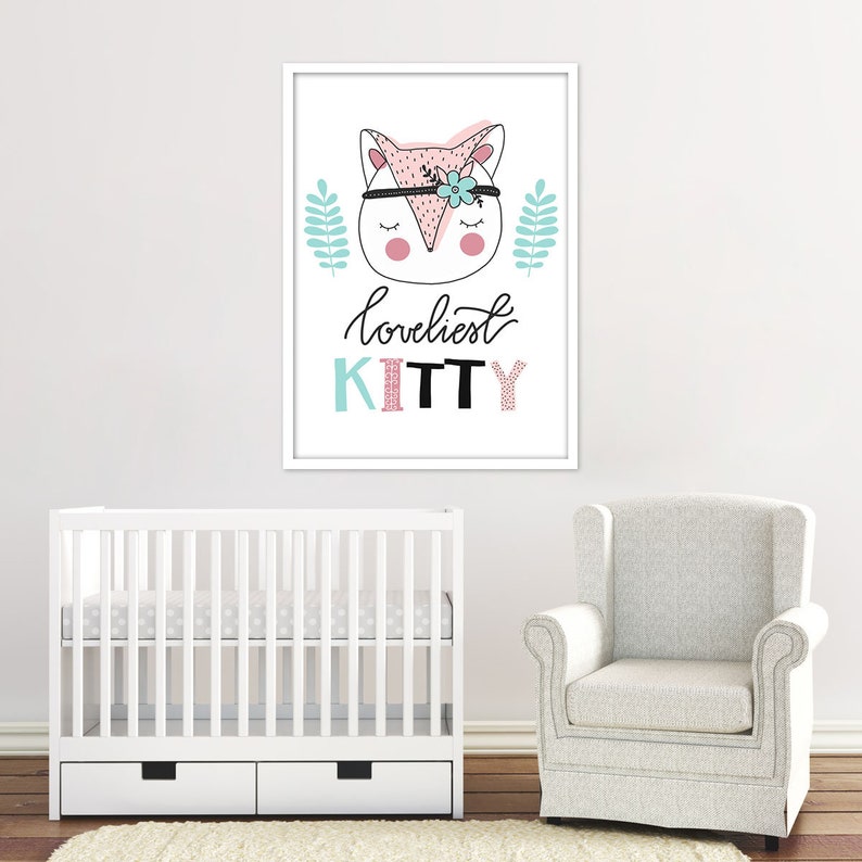 Kitty, Art Prints, Posters, Nursery Decor, Poster, Wall Art, Baby ...