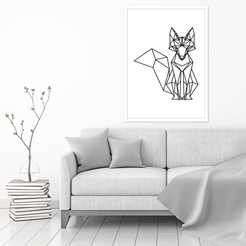 Fox, Geometric Fox, Fox Wall Art, Fox Decor, Fox Outlines, Geometric ...