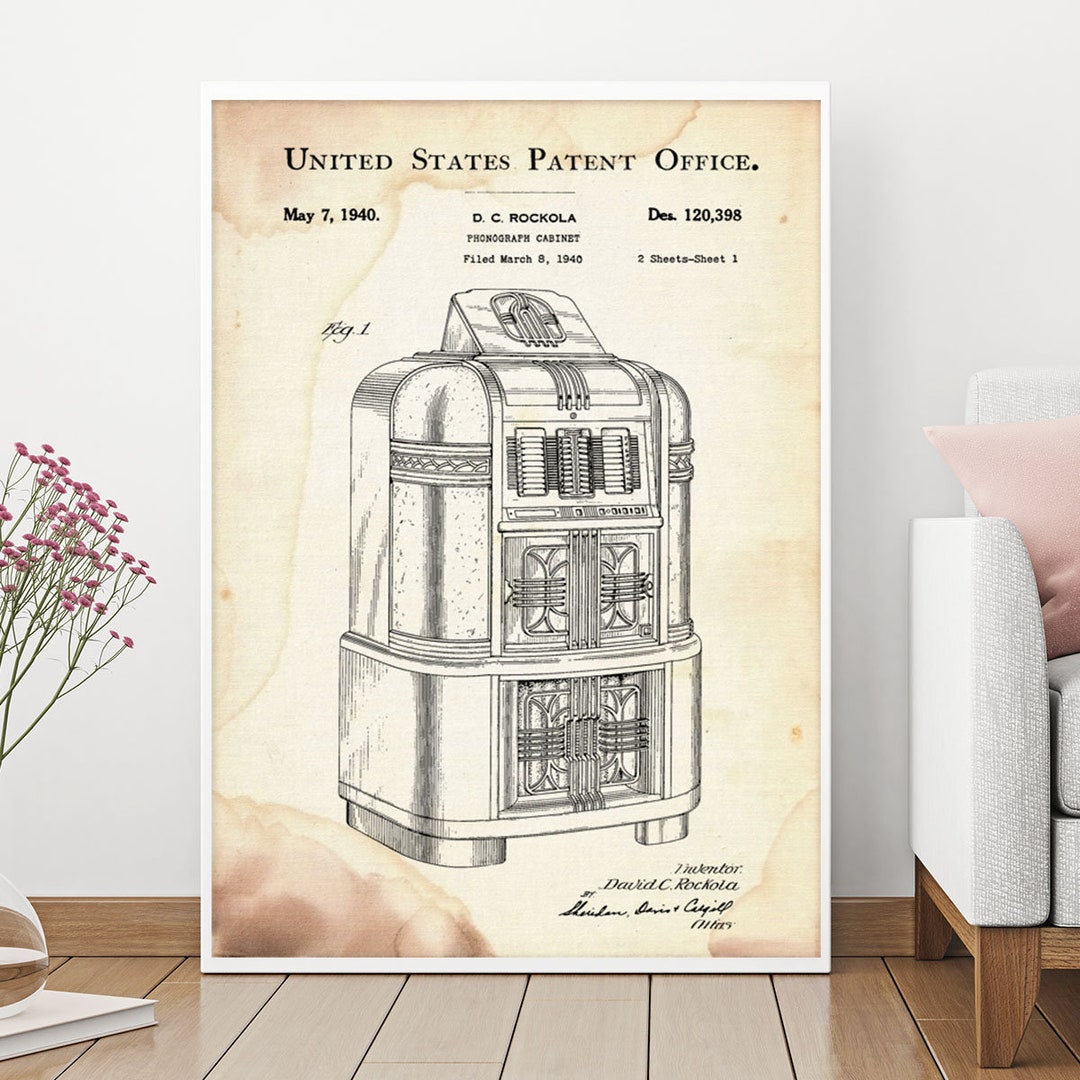Jukebox Patent, Blueprint Wall Art, Patentprints, Patent Art, Music ...