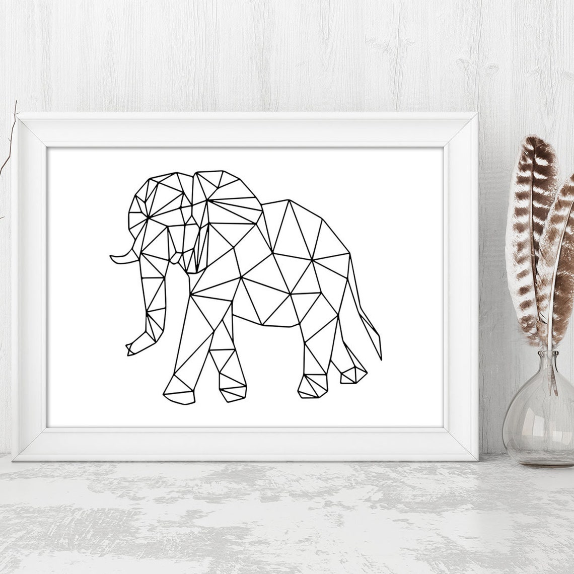 Elephant, Geometric Elephant, Elephant Wall Art, Elephant Decor ...