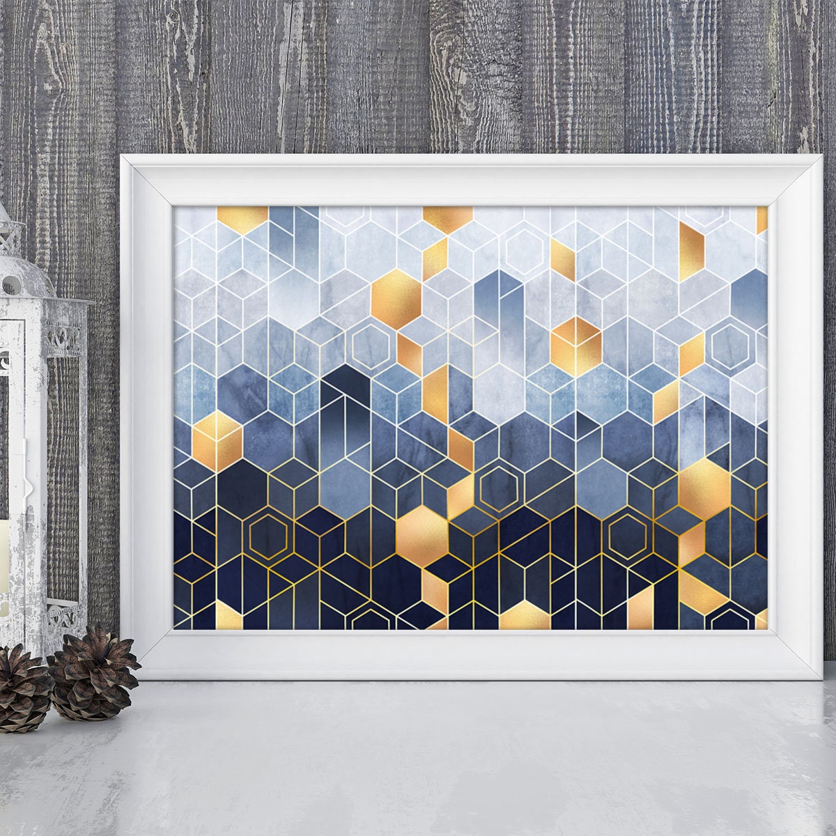 Geometric Hexagons Luxury Geometric Luxury Poster Gold - Etsy