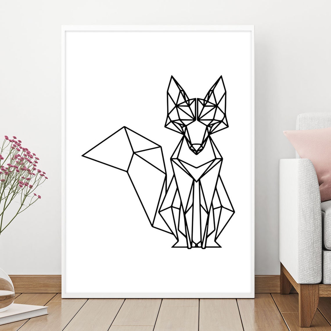 Fox Geometric Fox Fox Wall Art Fox Decor Fox Outlines | Etsy