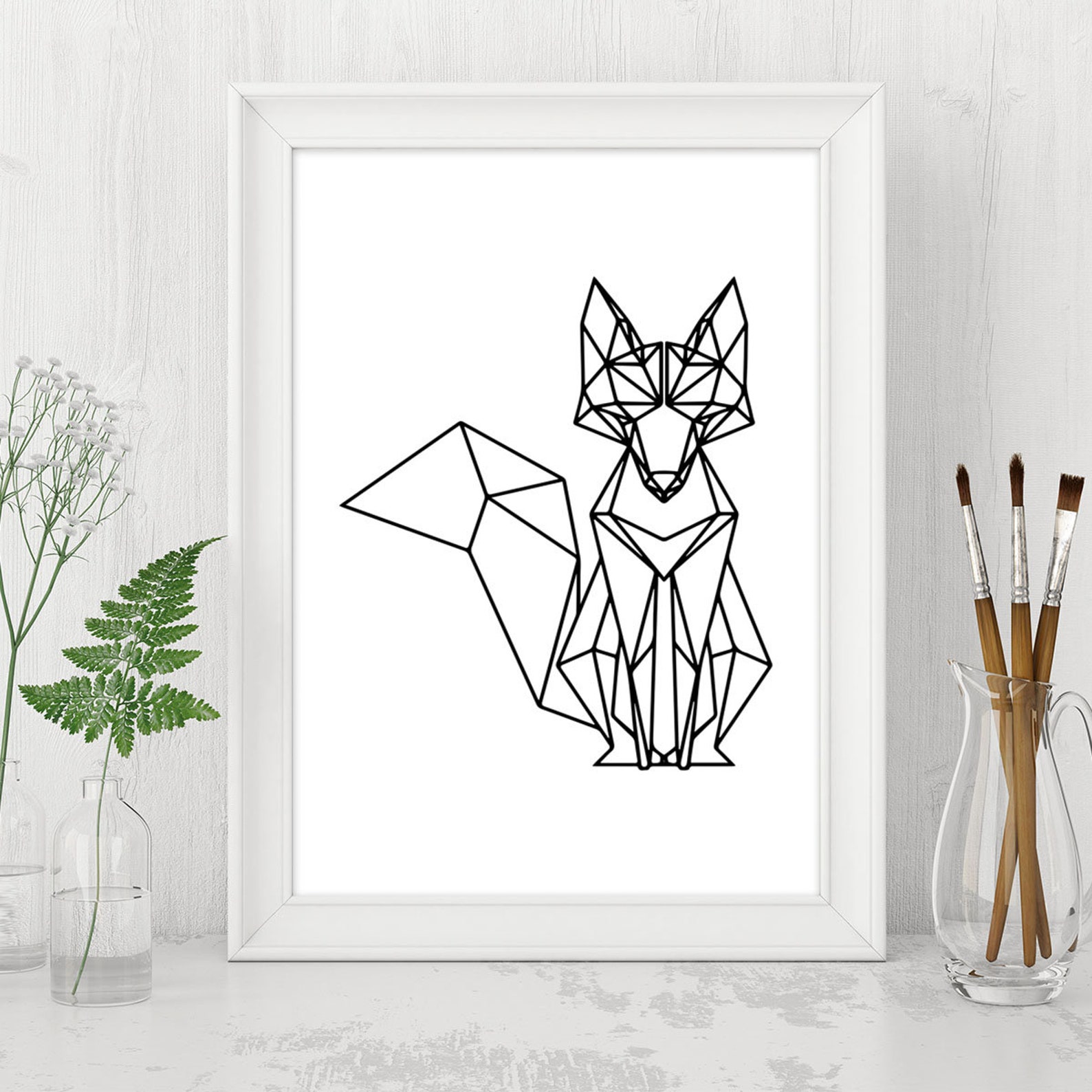 Fox Geometric Fox Fox Wall Art Fox Decor Fox Outlines | Etsy