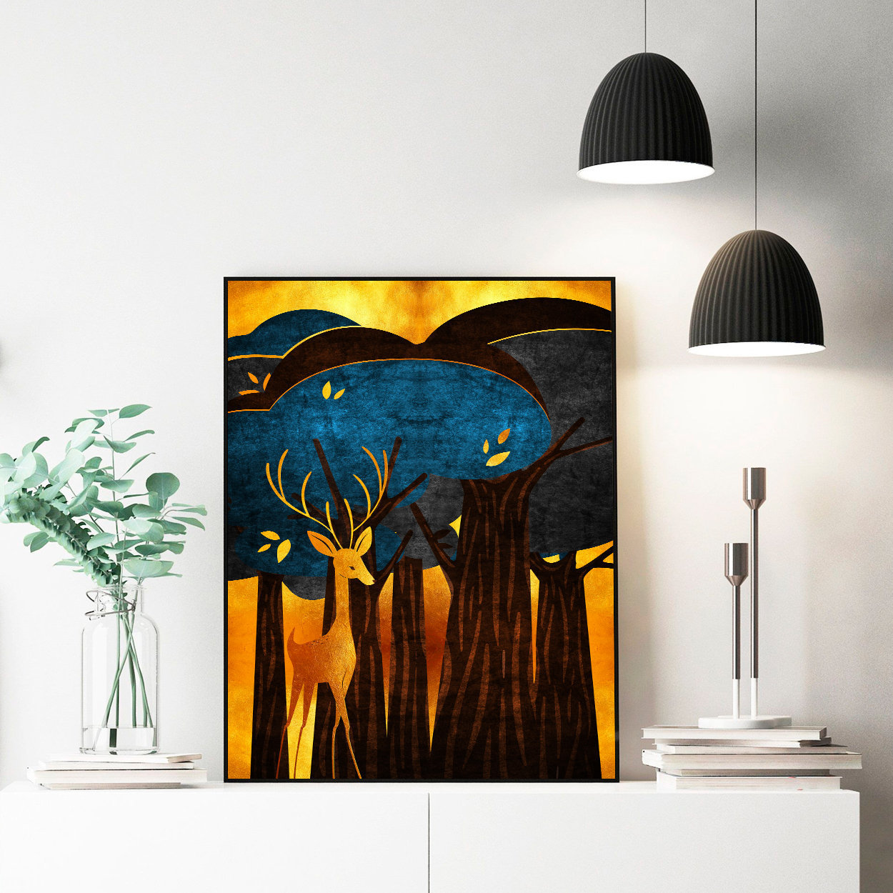 Deer, Golden Poster, Deer Poster, Nursery, Luxury Poster, Wall Art ...