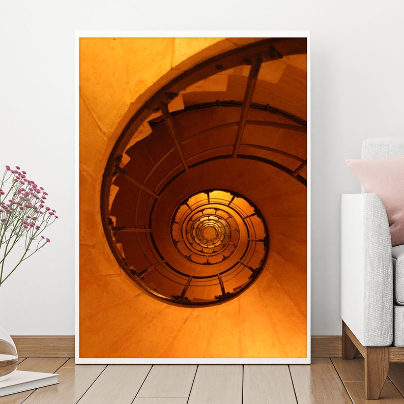 Stairs Print Spiral Stairs Staircase Poster Architecture - Etsy