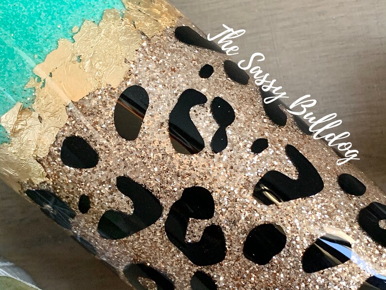 Turquoise Leopard Glitter Tumbler Personalized Gift for - Etsy