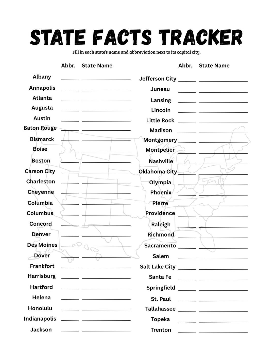 United States State Facts Bundle | 53 Printable Pages | Full 50-state ...