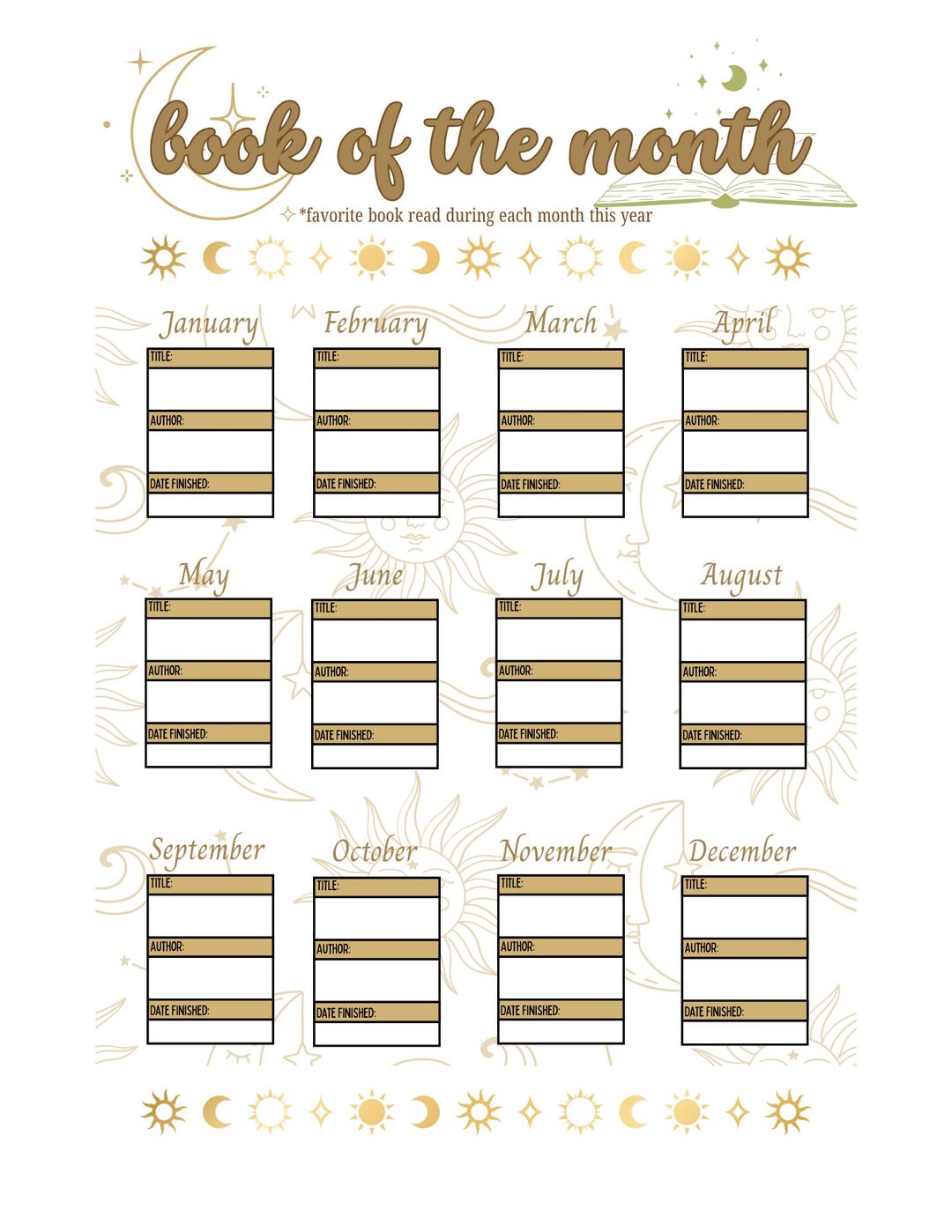 Book of the Month Tracker Bundle | 8 Printable Reading Logs | Aesthetic ...