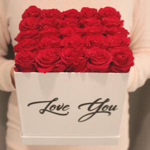 Preserved Classic Red Roses in A Square Box Gift for Mother - Etsy