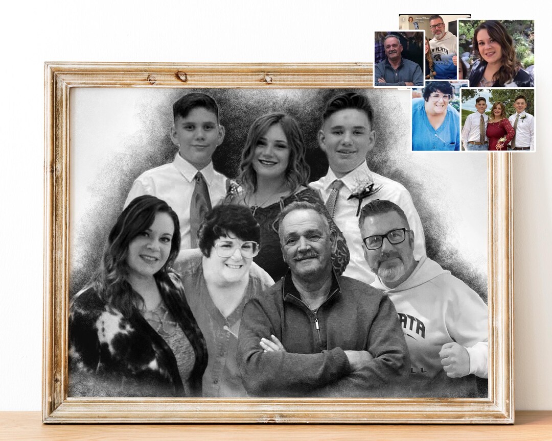Family Portrait From Individual Photos, Custom Add Deceased Loved One ...
