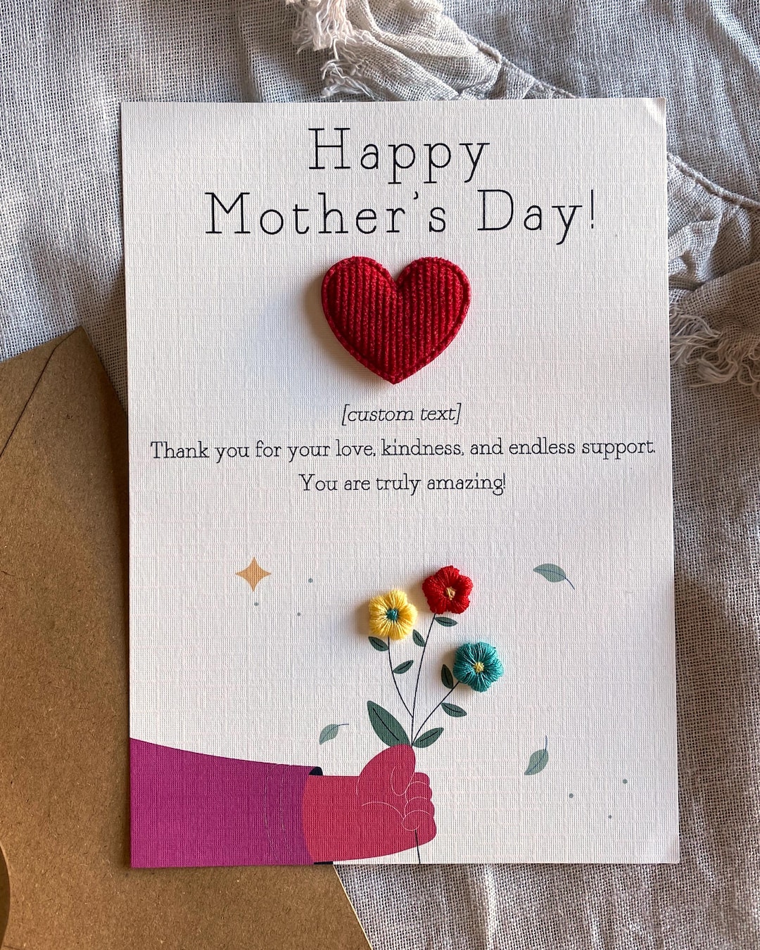 Carte de fête des mères faite main - Carte de voeux de joyeuse fête des ...