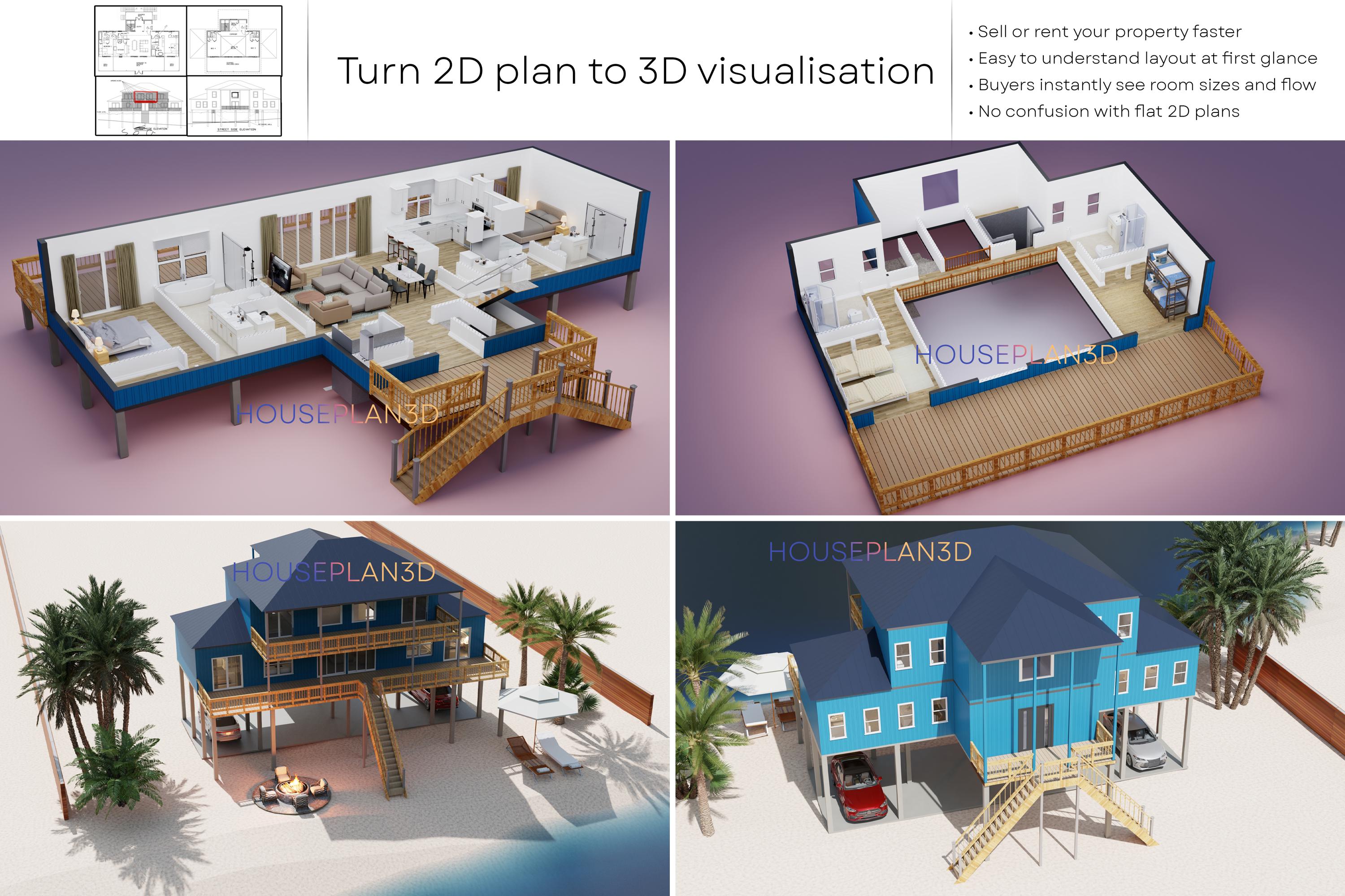 Custom House Plan in 3D, Tiny Home, 3D Floor Plan, Render - Etsy