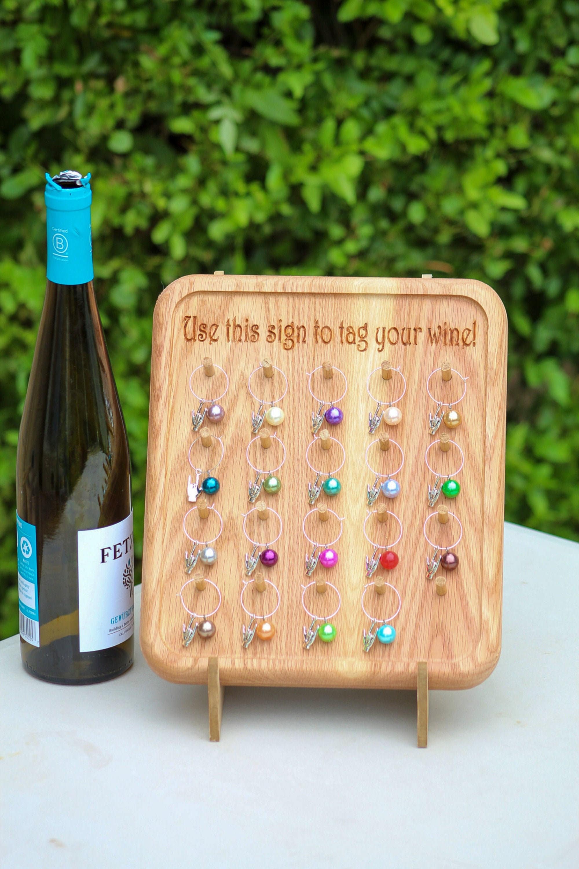Wine Glass Charms and Display Board Handcrafted of Oak! - Etsy