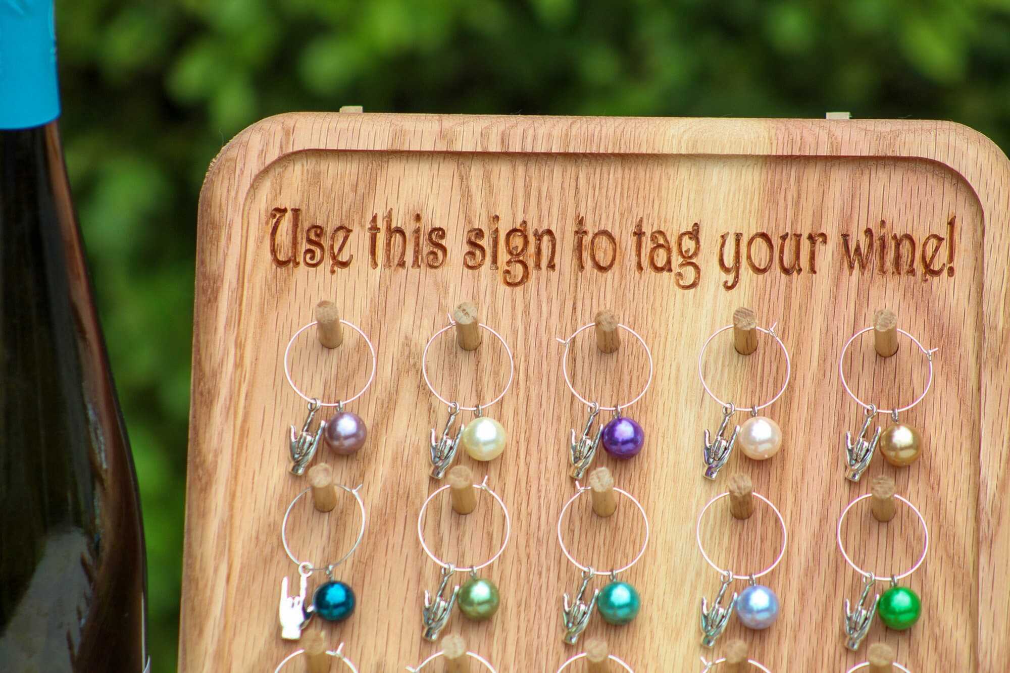 Wine Glass Charms and Display Board Handcrafted of Oak! - Etsy