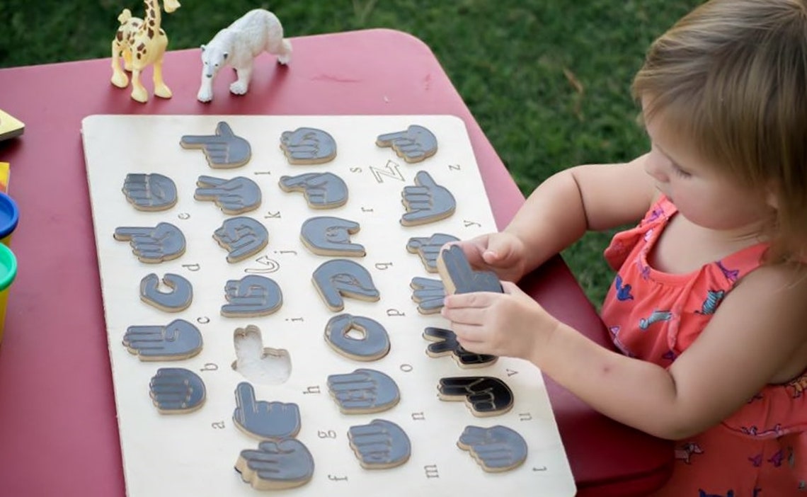 Sign Language Alphabet Puzzle Made of Baltic Birch | Etsy