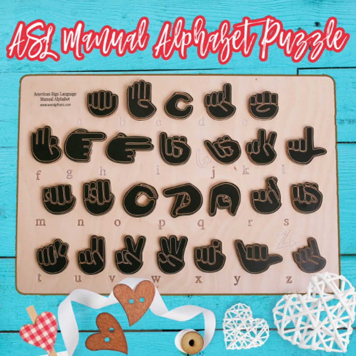 Sign Language Alphabet Puzzle Made of Baltic Birch | Etsy