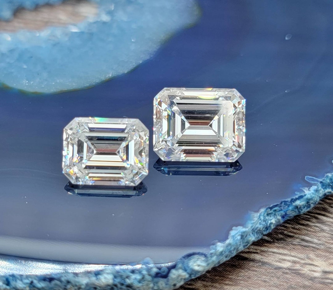 6*8mm Emerald Cut DEF White Moissanite - Etsy