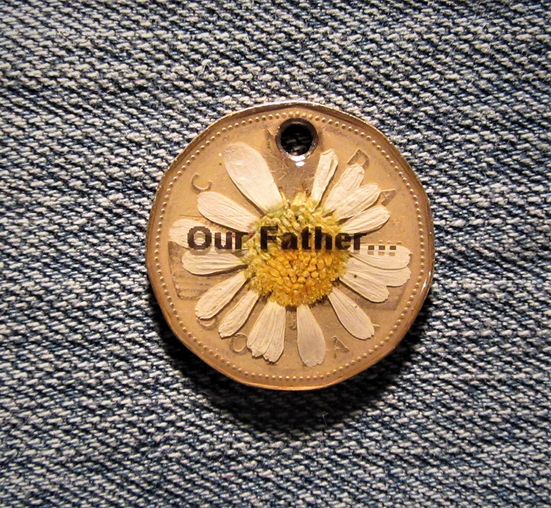 Lord's Prayer, our Father..., Daisy, Dried Flower, Jewelry, PRAYER ...