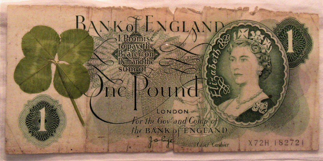 Lucky, British, Pound, Note, Circa 1970, Laminated, Decorated, W/real ...