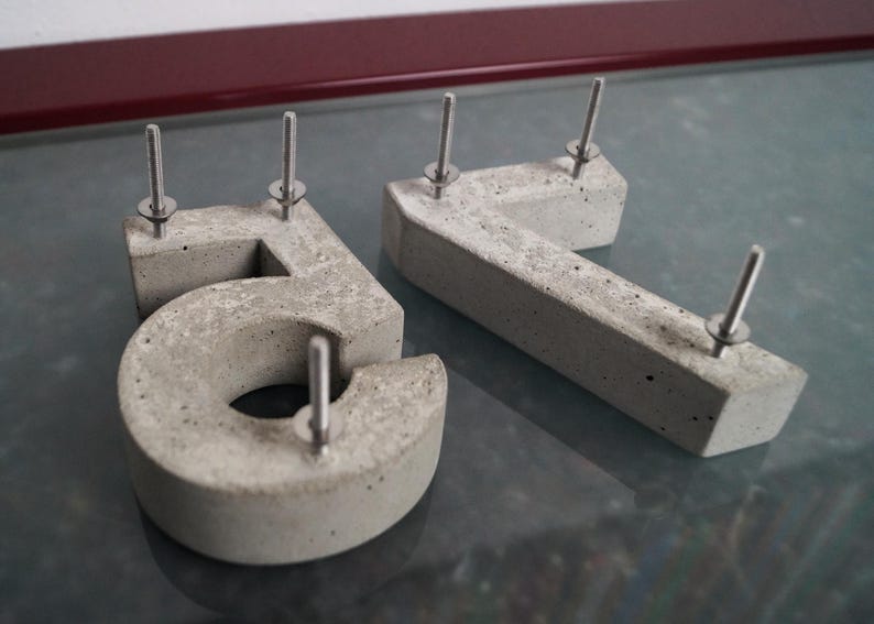 HOUSE NUMBER Made of CONCRETE 12 Cm Font: Euclid Semi Bold, Stainless ...