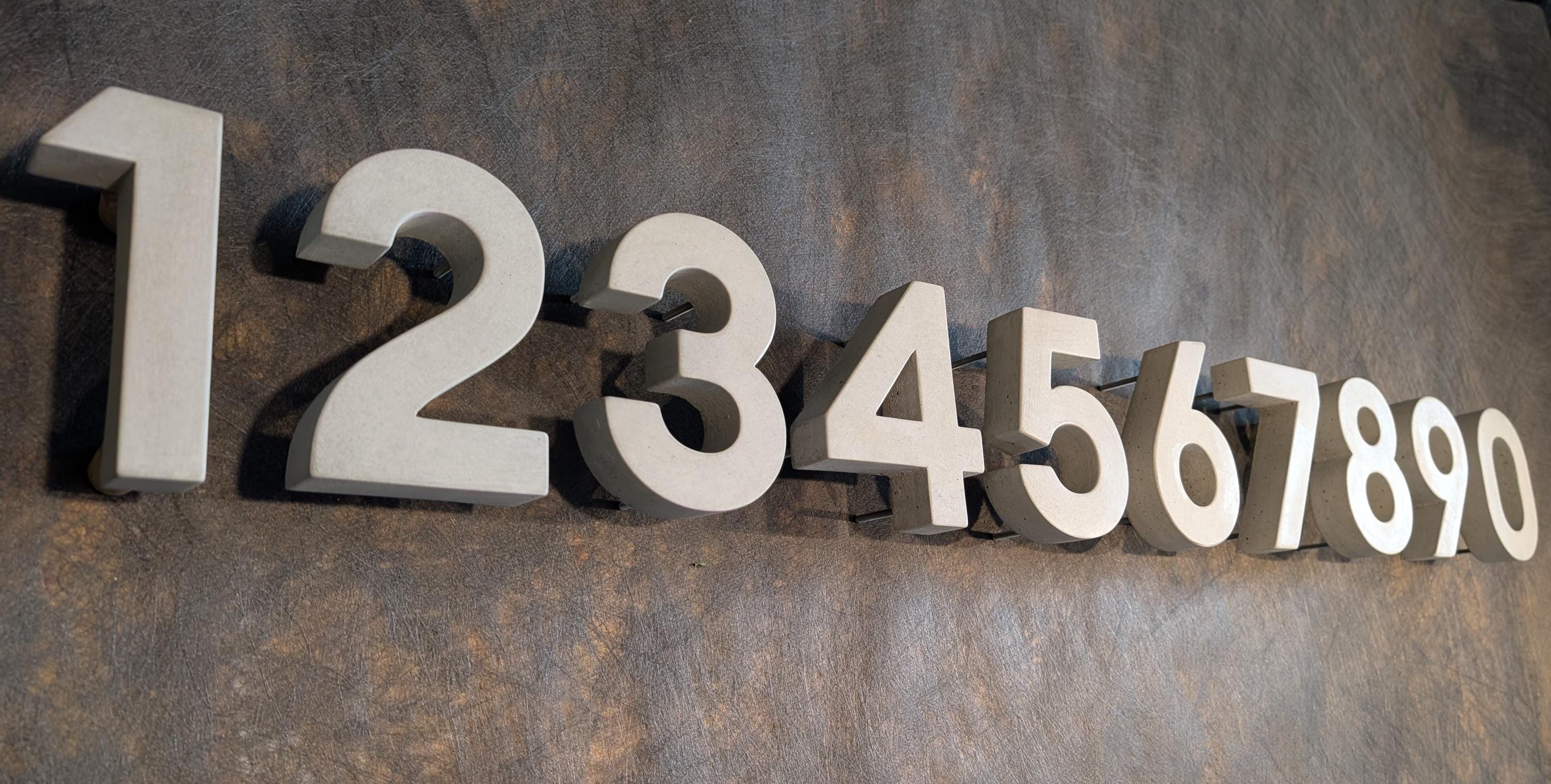 HOUSE NUMBER Made of CONCRETE 12 Cm Font: Euclid Semi Bold, Stainless ...