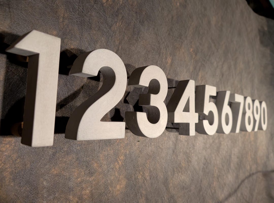 HOUSE NUMBER Made of CONCRETE 12 Cm Font: Euclid Semi Bold, Stainless ...