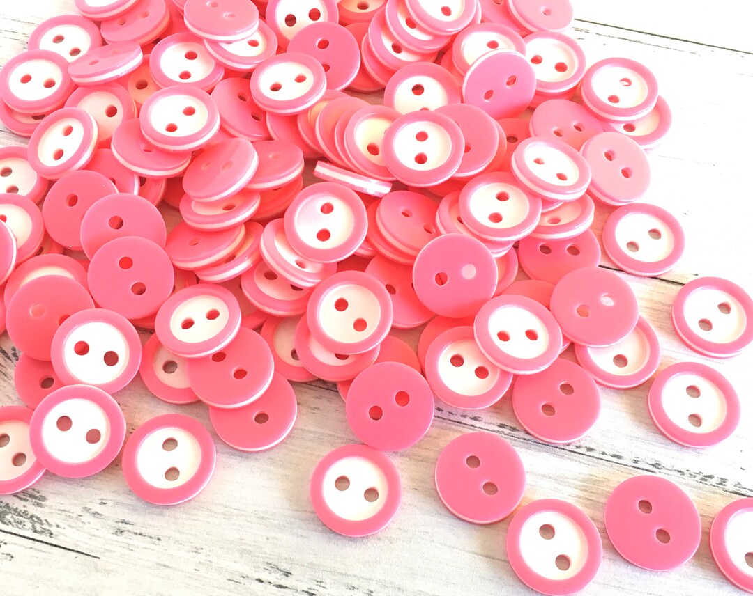 50 botones blancos rosas, plástico, botones rayados en rosa y blanco ...