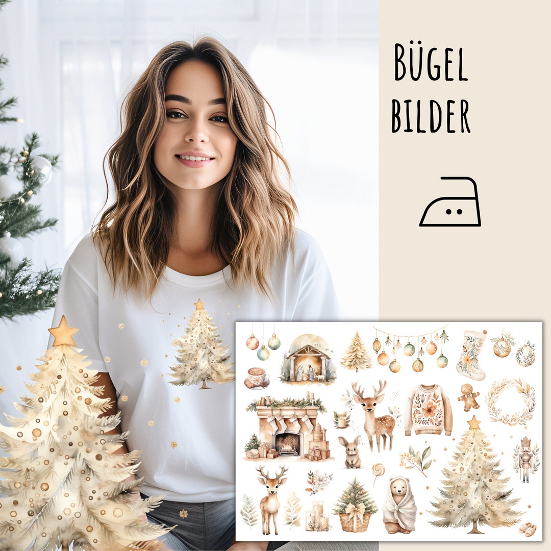 25 Iron-on Pictures, Cozy Beige Christmas, Cream-colored Christmas ...