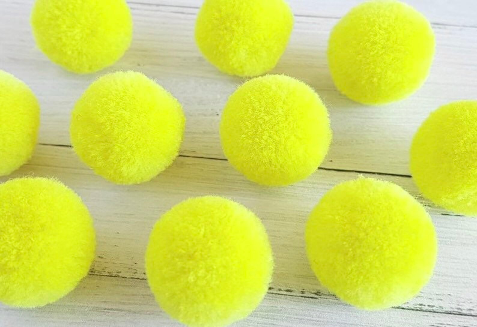 10 Wool Bobbles 2 Cm Pompom Lemon Yellow Real Wool - Etsy