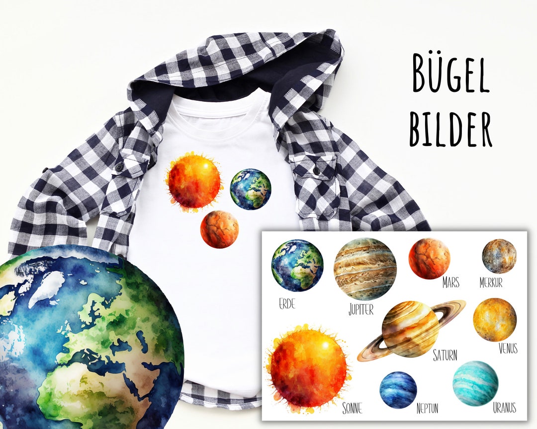 9 Iron-on Patches of the Solar System, Sun and Planets, Space Explorers ...