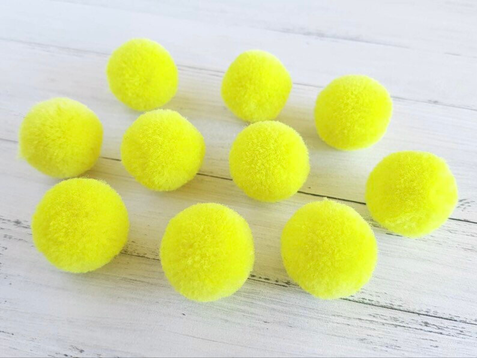10 Wool Bobbles 2 Cm Pompom Lemon Yellow Real Wool - Etsy
