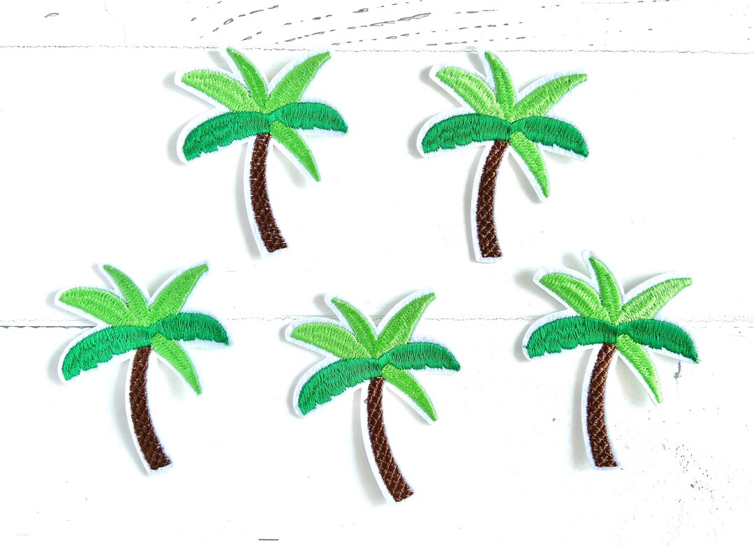 5 Palm Trees Iron on Applique Palm Tree Patch Iron on Tropical - Etsy