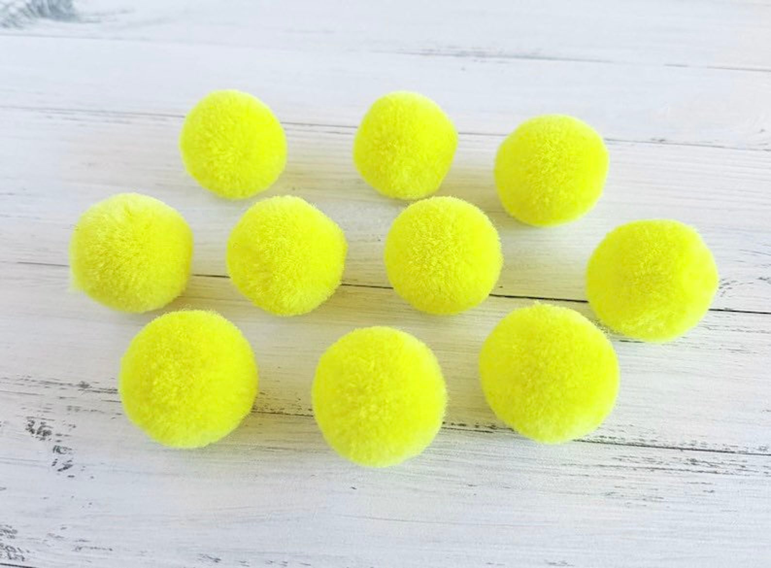 10 Wool Bobbles 2 Cm Pompom Lemon Yellow Real Wool - Etsy
