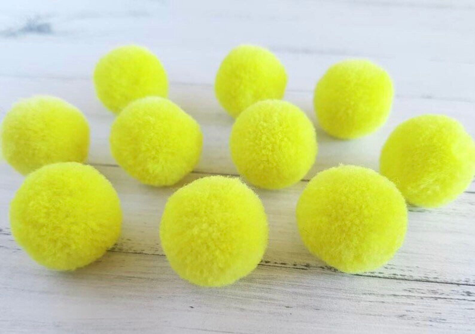 10 Wool Bobbles 2 Cm Pompom Lemon Yellow Real Wool - Etsy