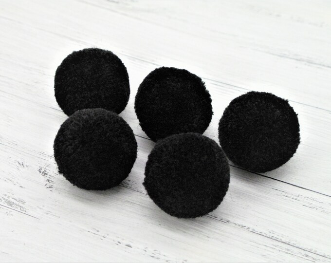 5 Wool Pom Poms 3cm Pom Pom Black Real Yarn Pom Poms - Etsy