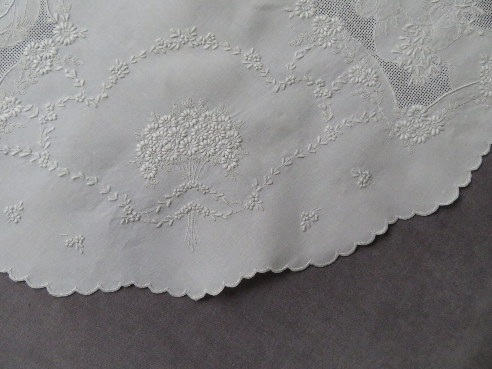 Antique Swiss APPENZELL Embroidery Linentopper W Ladies in 18 Century ...
