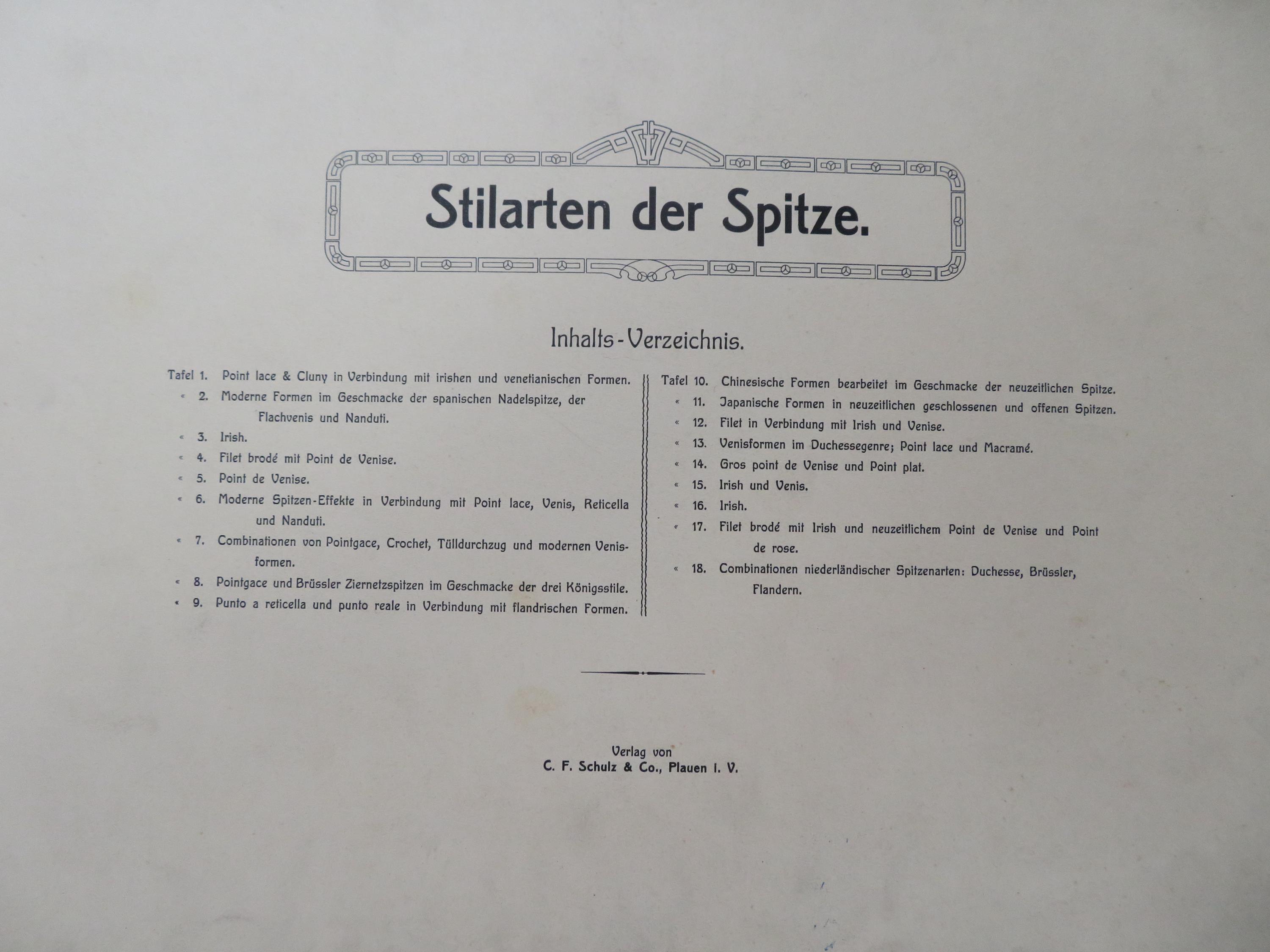 C1890/1900 German Lace Folio Die Stilarten Der Spitze Verlag C. F ...