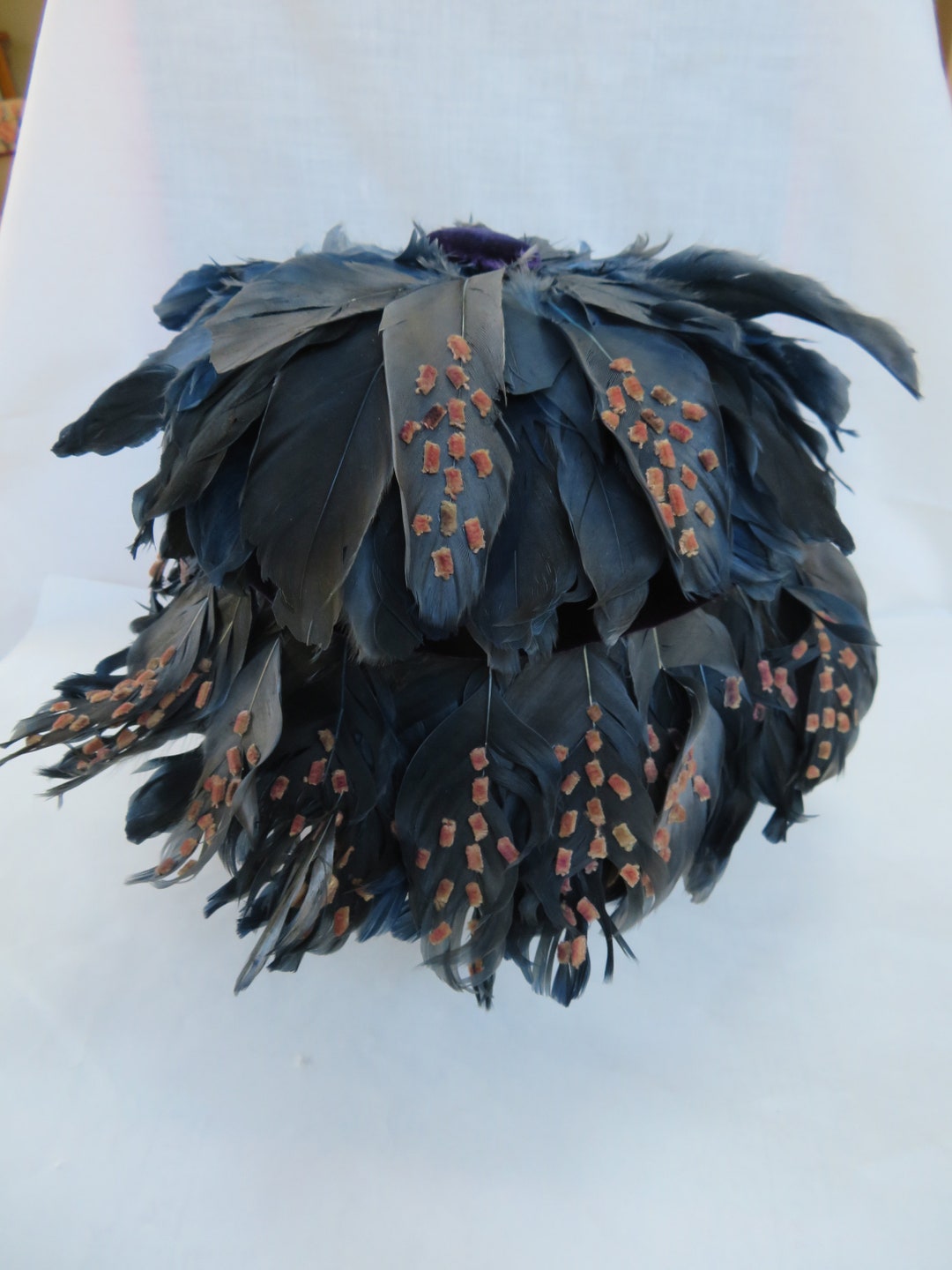 Vintage 1960s Faded Dark Blue Feather Hat Made in Italy Exclusively for ...
