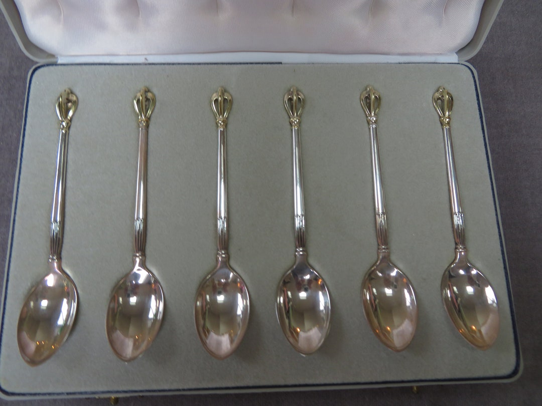 Cased Set 6 Golden Crown Danish Sterling Silver Sorensen Demitasse ...
