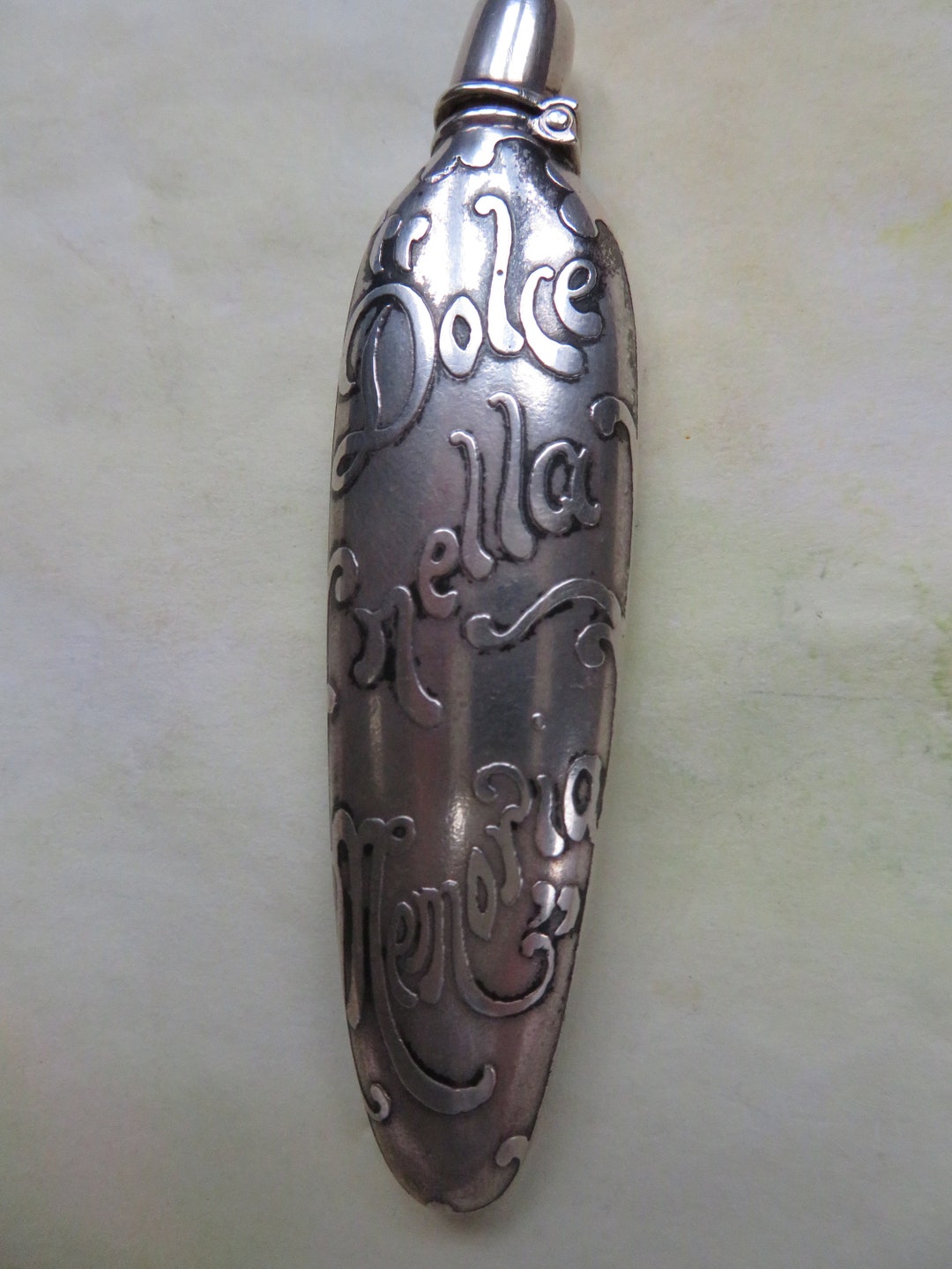 Antique Tiffany and Co Sterling Silver Perfume Bottle W " Dolce Nella ...