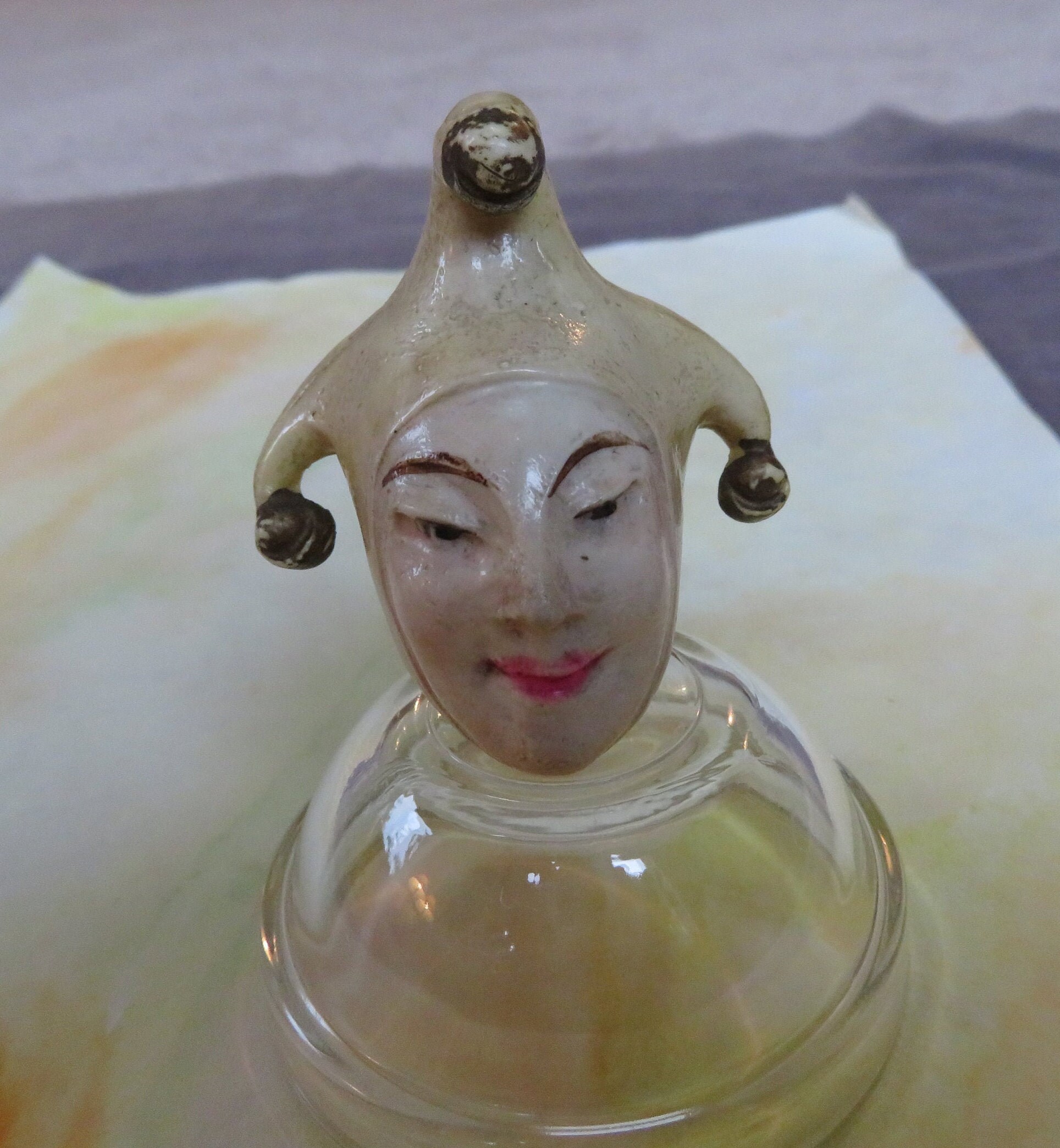 Fun Antique Paper Mache Jester Head Measuring Tape ( Centimiters ...