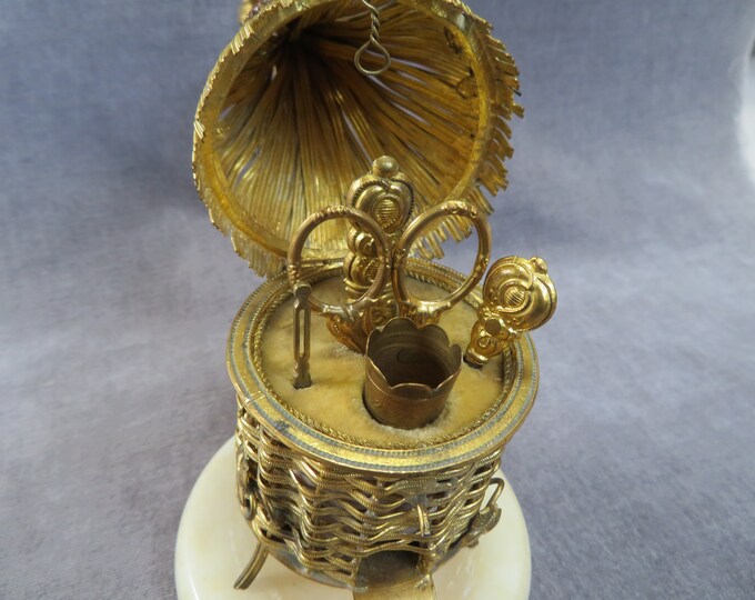 Reserved for GM : French PALAIS ROYAL Gilt Metal Beehive Sewing Etui W ...
