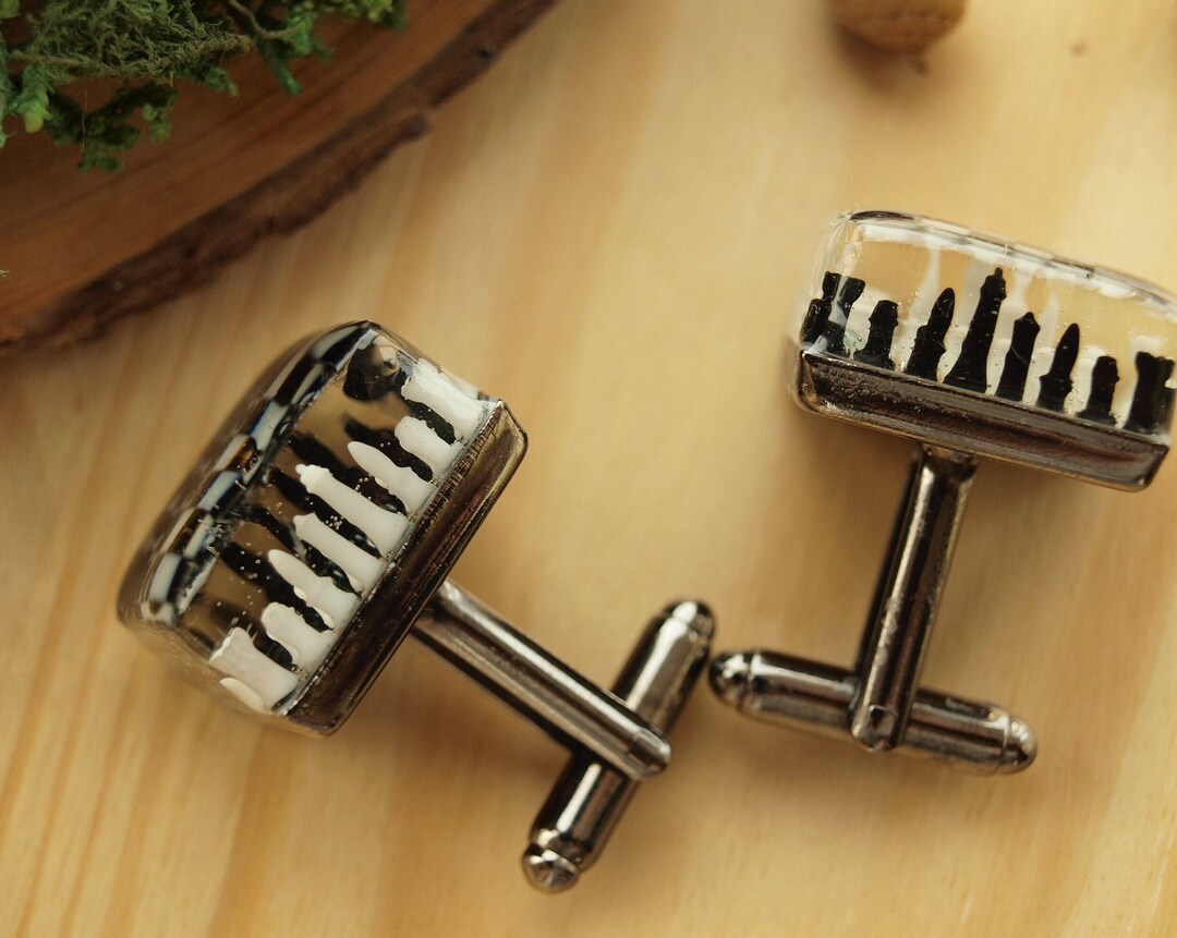 Chess Board Cufflinks, Handmade Black and White Chess Set, Chess Coach ...