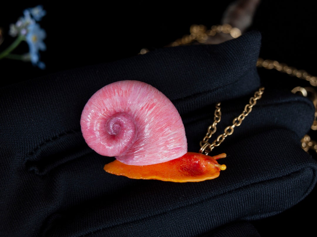 Realistic Ramshorn Snail Pendant, Miniature Forest Jewelry, Pink Snail ...