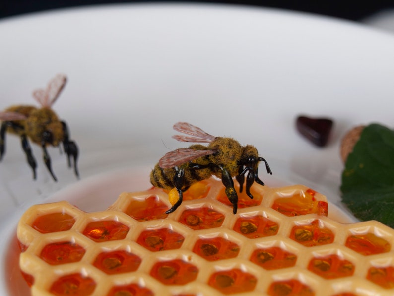Handmade Miniature Honeybee Figurine, Realistic Bee Decor, Beekeeper ...