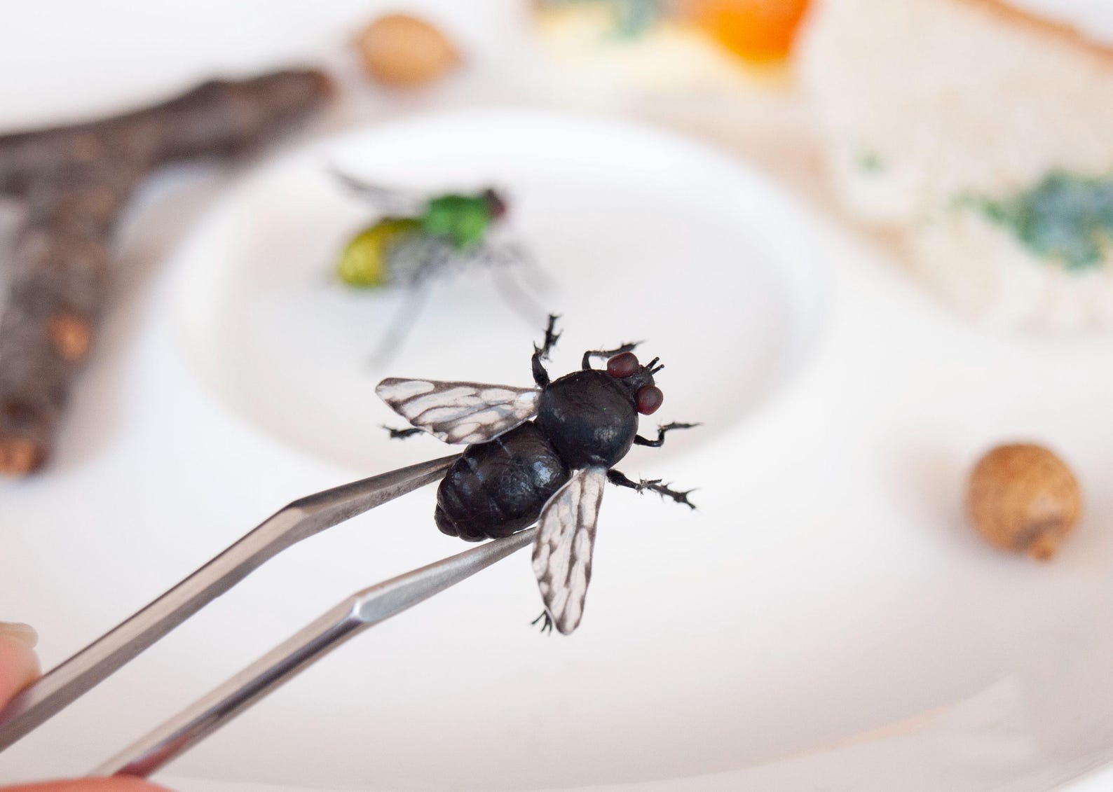 Realistic Fly Insect Miniature Sculpture: Polymer Clay Replica - Etsy