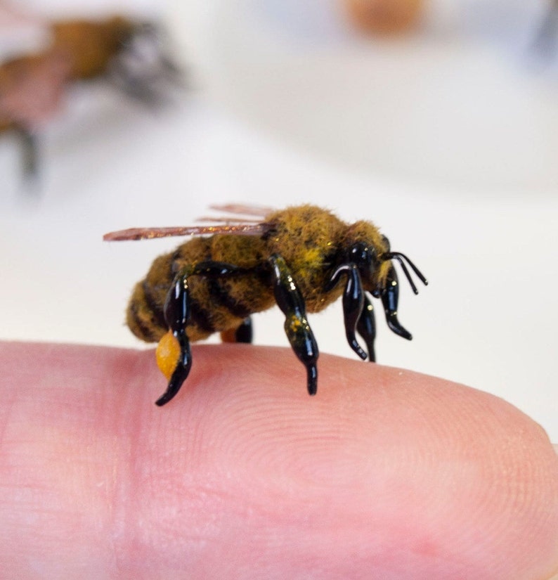 Handmade Miniature Honeybee Figurine, Realistic Bee Decor, Beekeeper ...