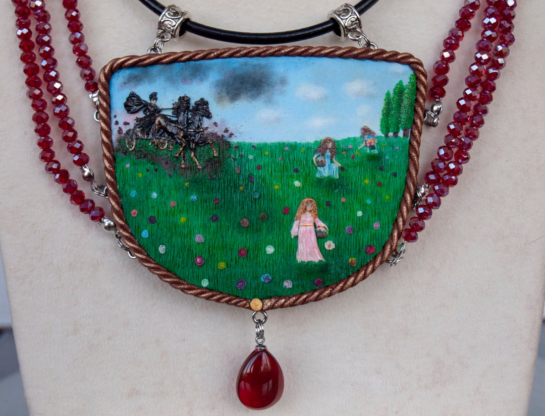 Hades and Persephone Mythology Necklace, Miniature Storyteller Jewelry ...