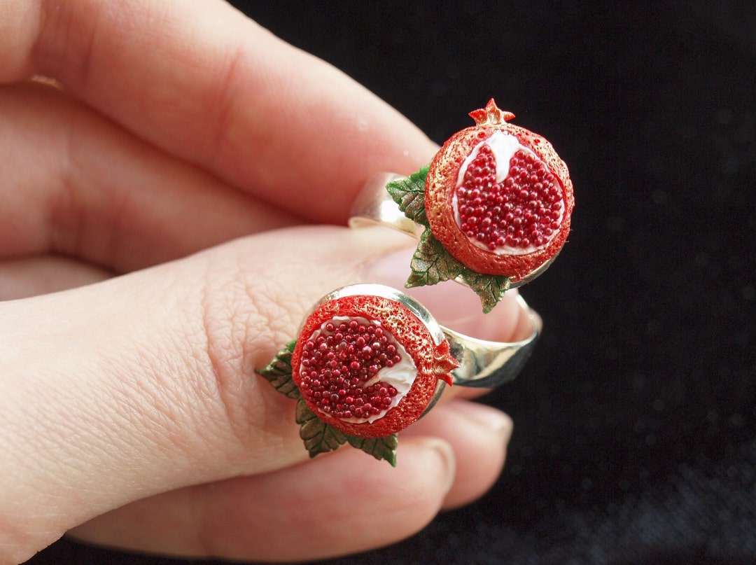 Pomegranate Double Ring Persephone Jewelry, Greek Mythology Symbol ...