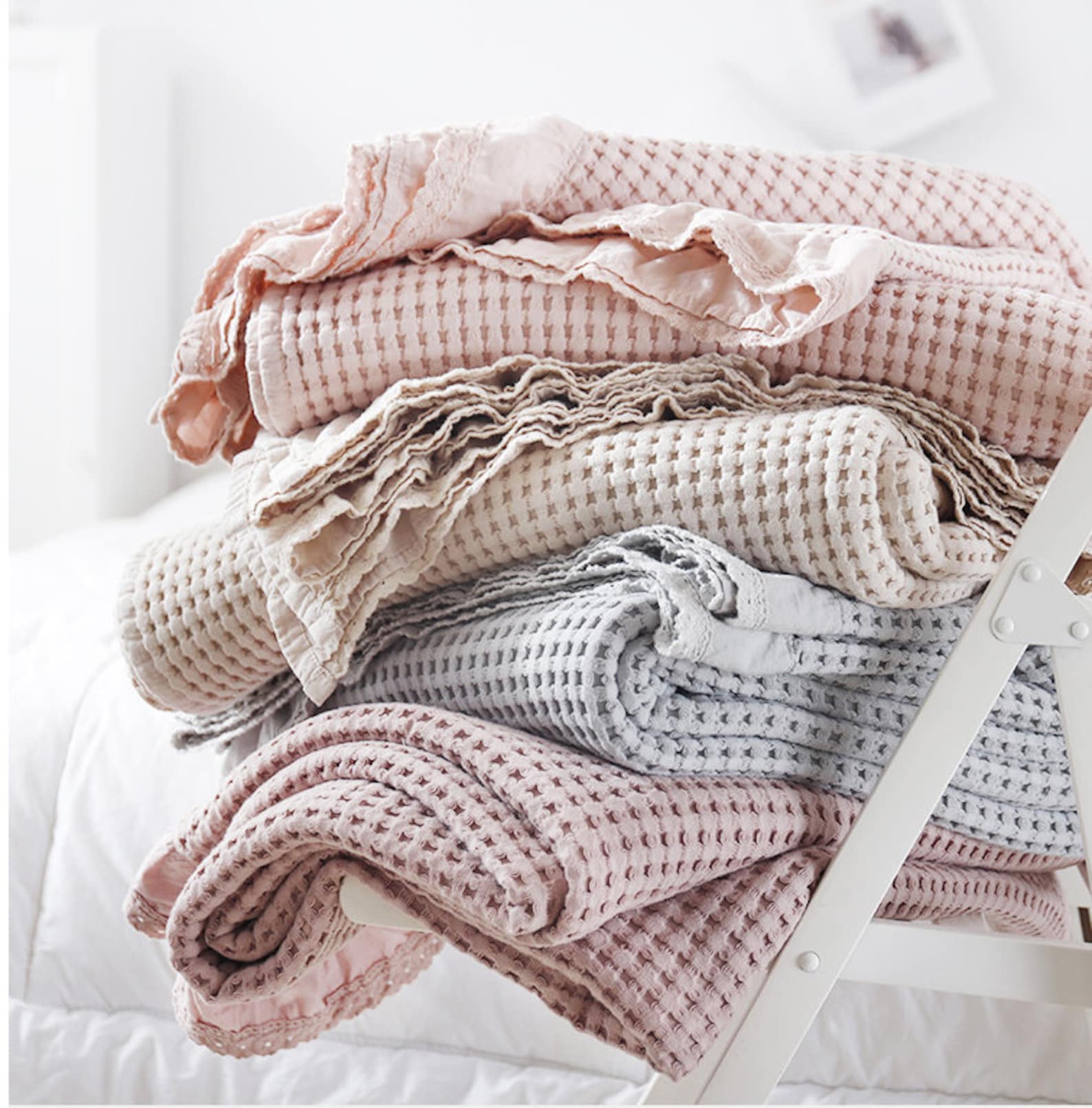 100% Cotton Waffle Weave Blanket Luxury Decorative Soft - Etsy